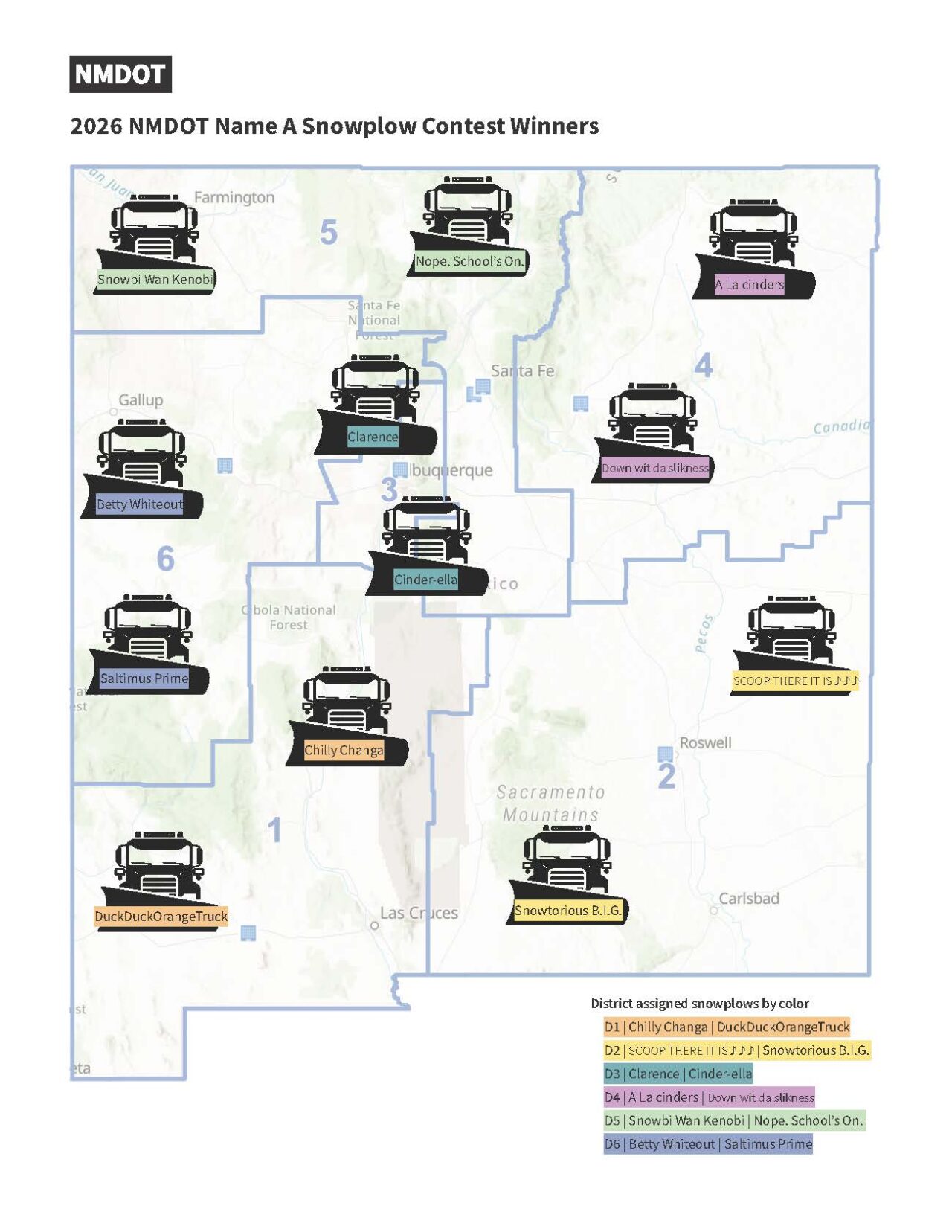 NMDOT announces winners for 2026 name a snowplow contest - NMDOT
