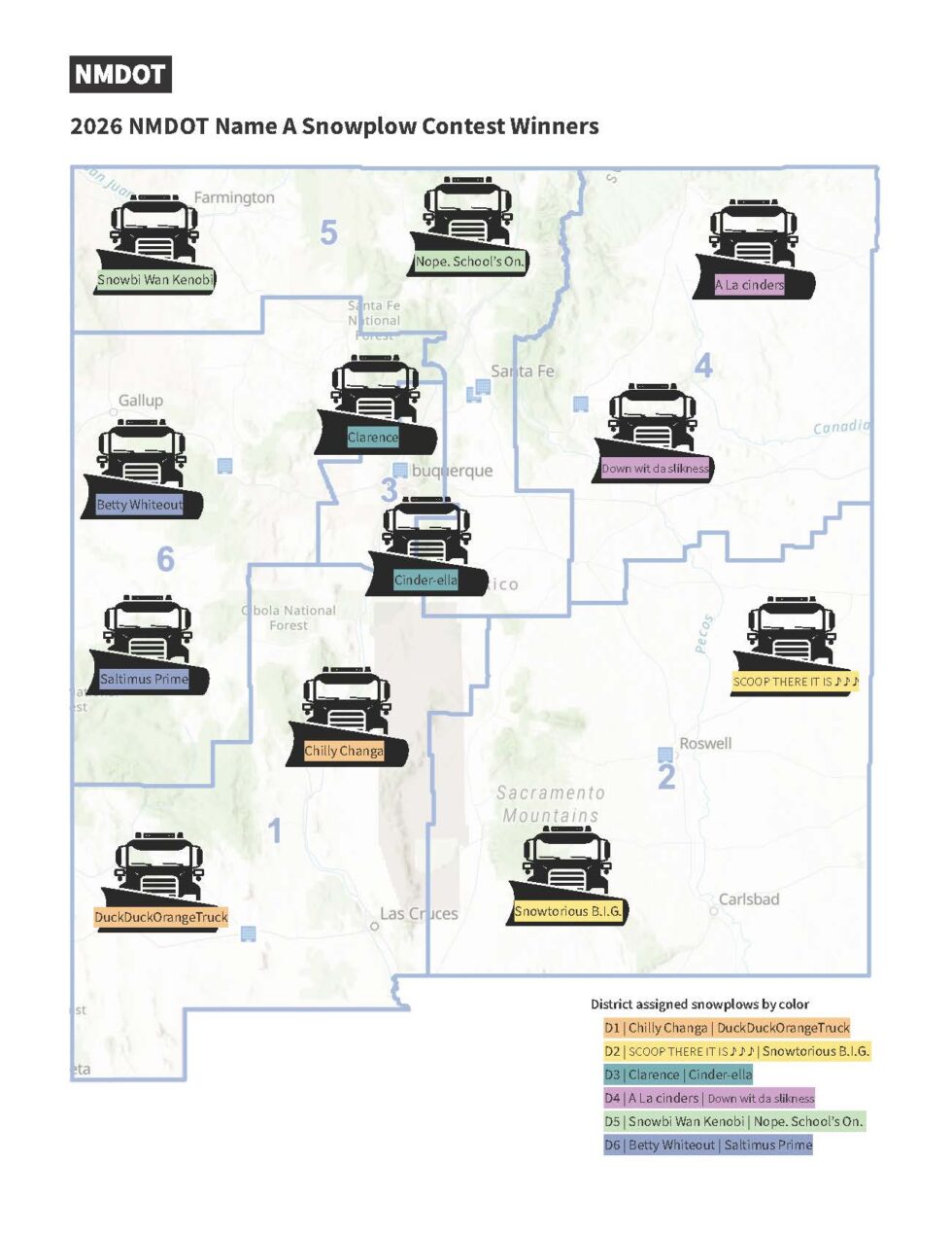NMDOT announces winners for 2026 name a snowplow contest - NMDOT